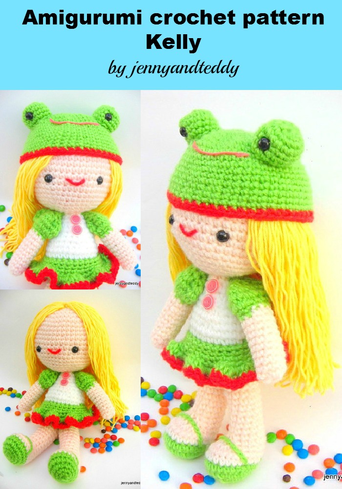 Pdf Girl Kelly With Frog Hat Amigurumi Crochet Pattern-luulla on Luulla